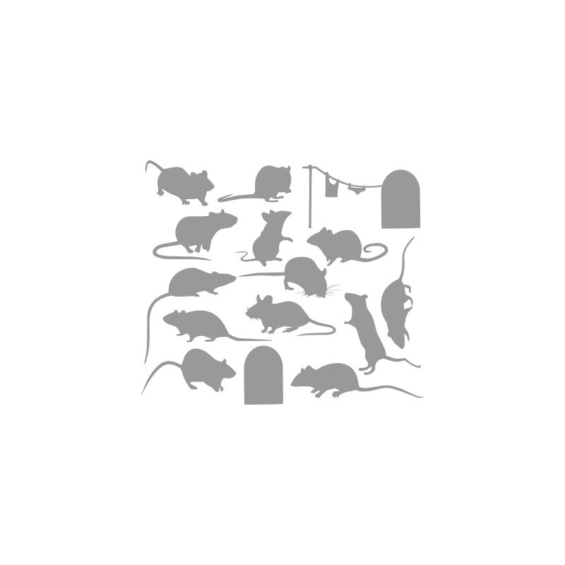 MICE SILHOUETTES DECALS - SELF ADHESIVE HOME WALL DECORATION STICKER