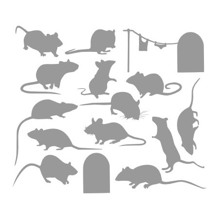 MICE SILHOUETTES DECALS - SELF ADHESIVE HOME WALL DECORATION STICKER