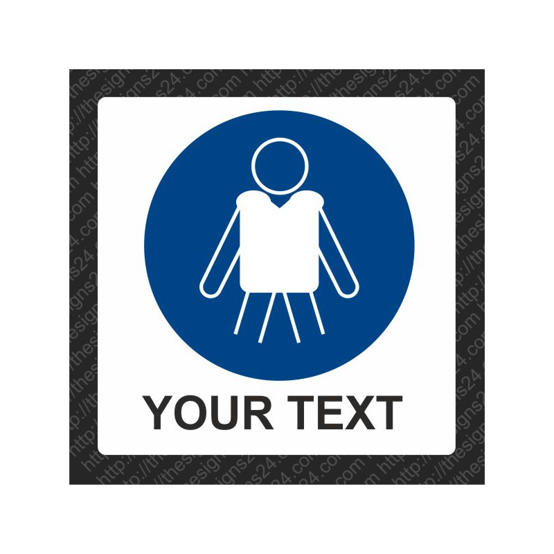 WEAR A LIFE JACKET A PERSONAL FLOATATION DEVICE- ISO MANDATORY SAFETY LABLE